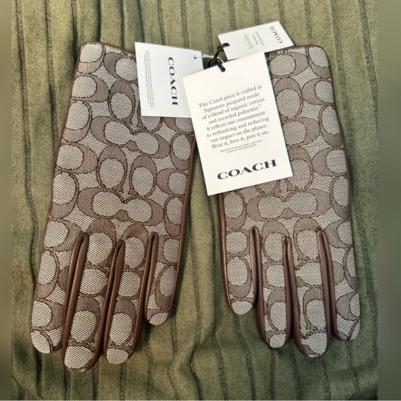 Coach | Accessories | Coach Signature Jacquard And Leather Tech Gloves ...